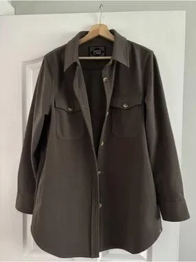 Plenty | Jackets & Coats | Womens Dark Brown Utility Shacket With Chest ...